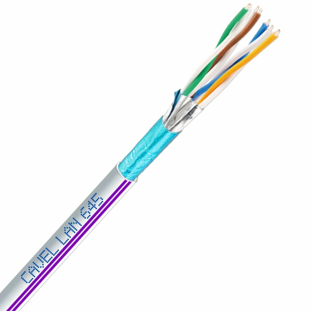 Интернет-кабель (витая пара) F/FTP CAT6a LAN 645 4х2х0,57 мм экранированный Cavel белый (150 м)