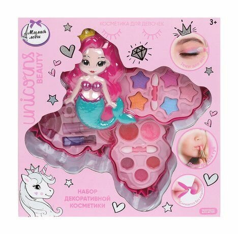 Милая леди Набор косметики (Тени 3 г + Помада 1,6 г + Блеск 3,5 г + Лак 5 г + Аппликатор 2 шт. + Заколка 2шт.)