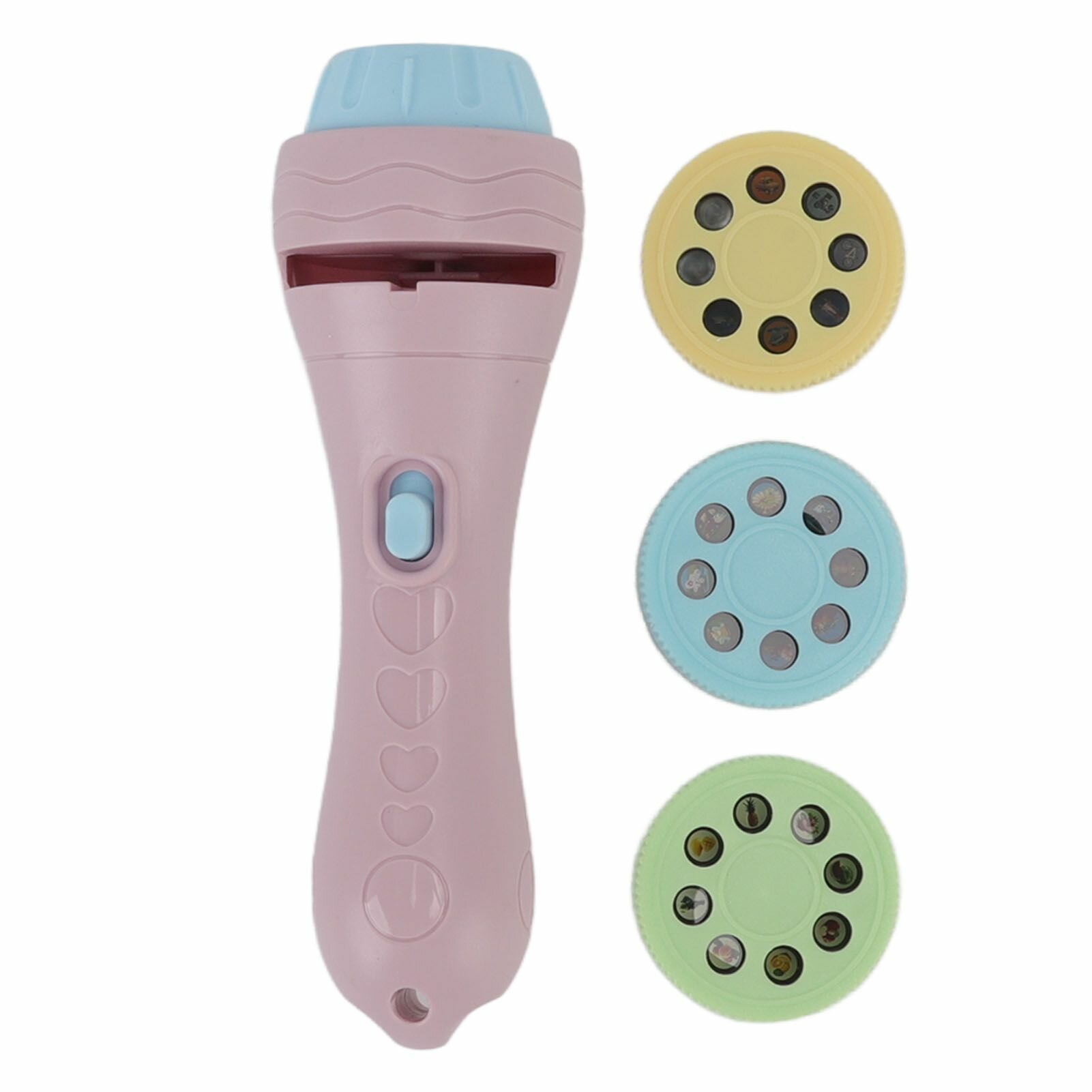 Мини-светодиодный проектор-фонарик для детей, милый мультяшный дизайн, развивающая обучающая игрушка, развитие детей раннего возраста, розовый цвет, питание от батареи