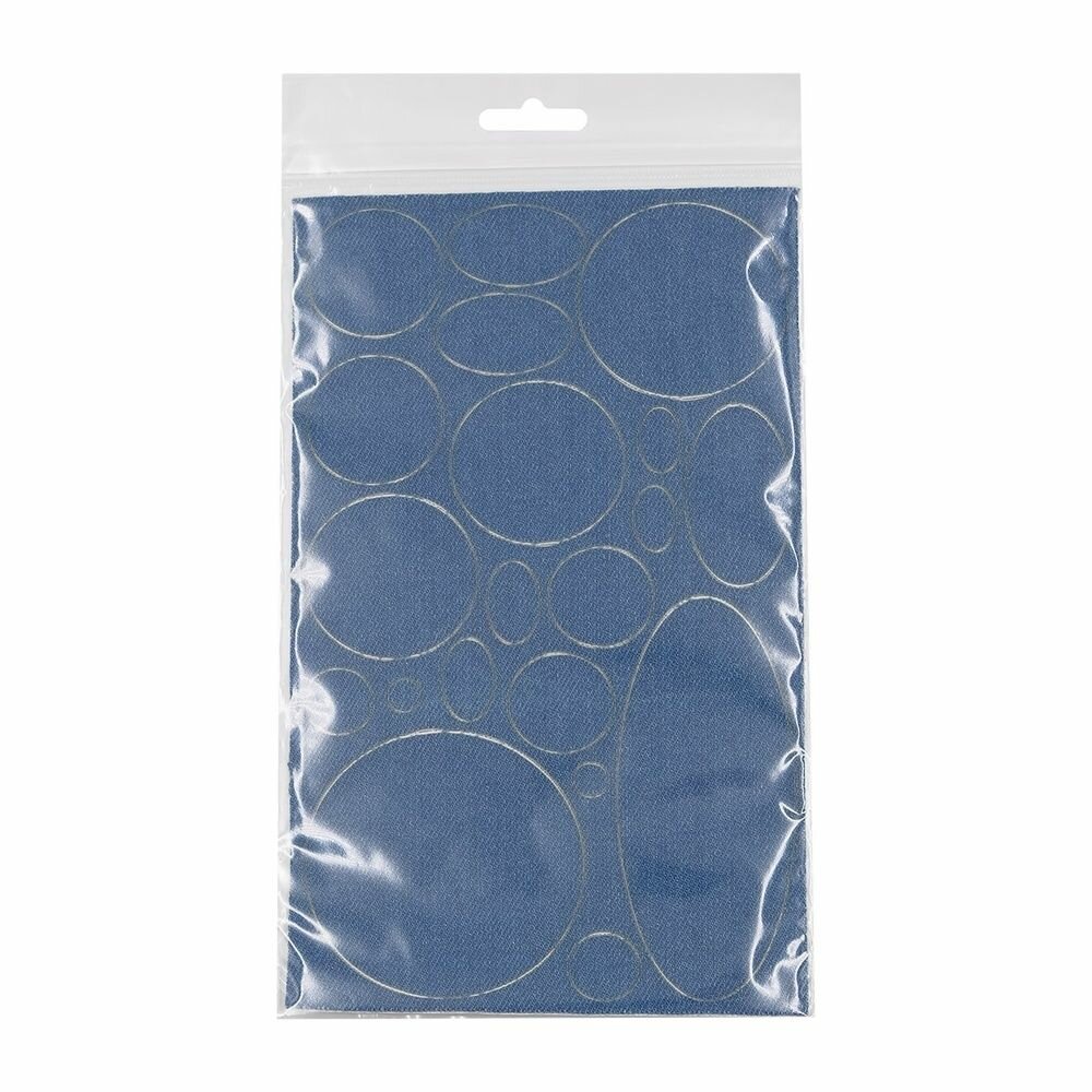 Набор заплаток айрис самоклеящихся, джинс, круг, овал 145x245 мм голубой blue 1, 1 шт (AC10)