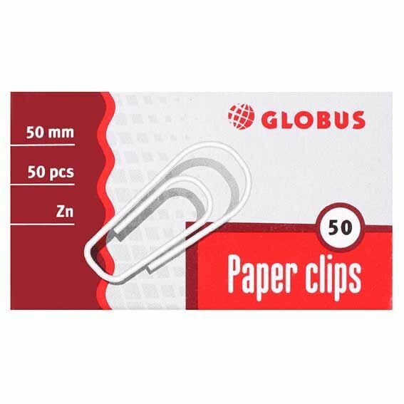 Скрепки Глобус 50 мм, 50 штук в упаковке, оцинкованные, картонная коробка (С50-50Ц)