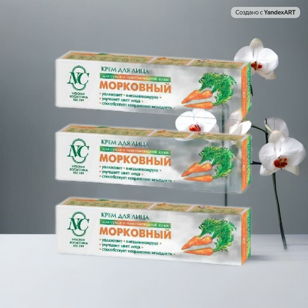 Крем для лица Невская косметика Морковный, омолаживающий, 40 мл, 3 шт
