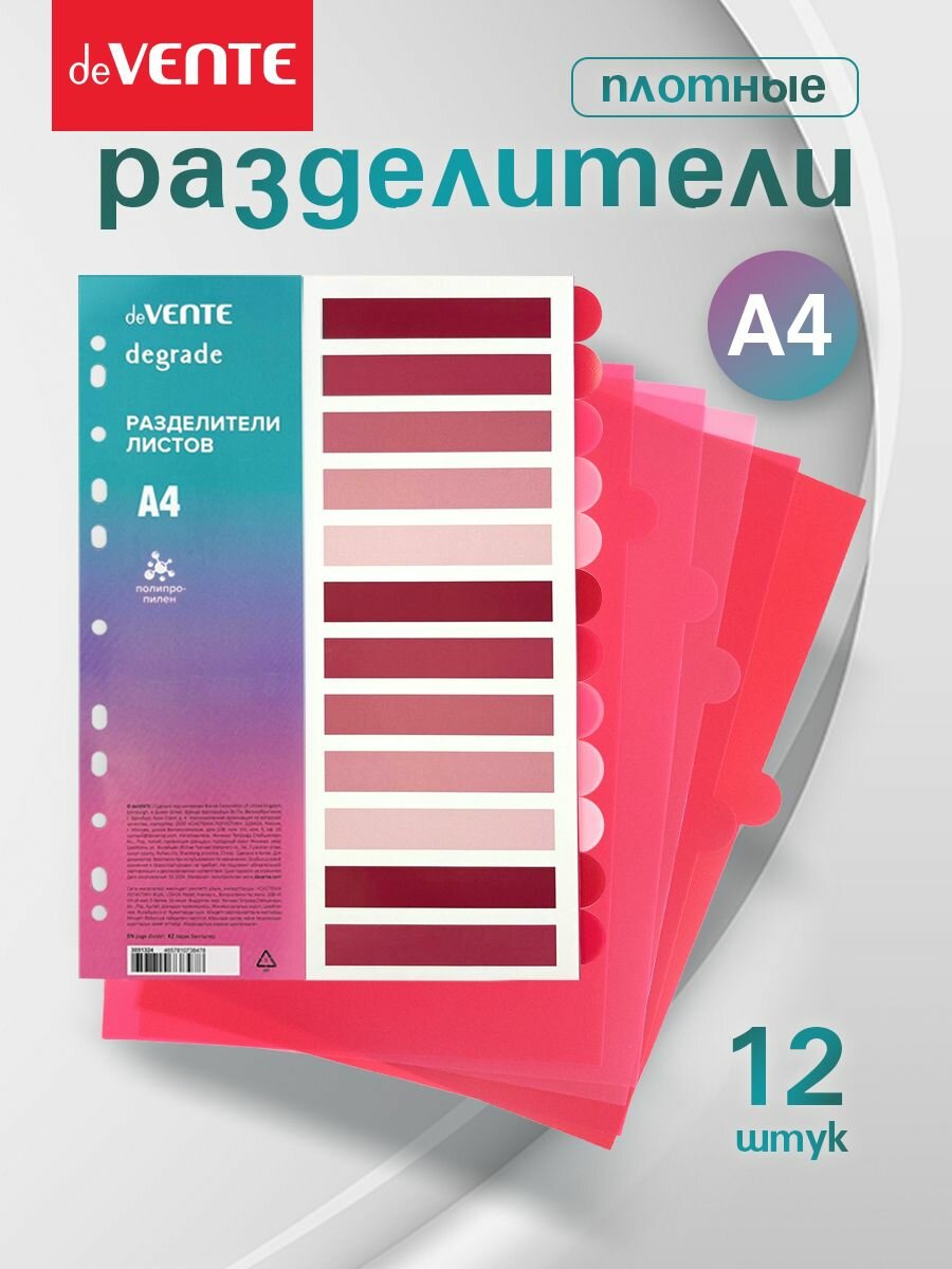 Разделители страниц пластиковые для тетрадей на кольцах A4