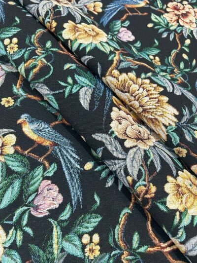 Ткань для штор и мебели, 280*100см Ричмонд цвет 6, цветы, птицы, гобелен