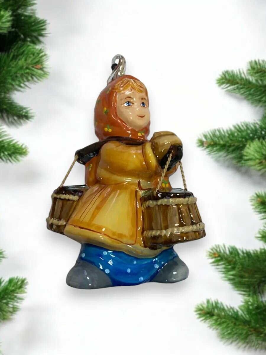 Игрушка на елку Девочка с ведрами, 8см