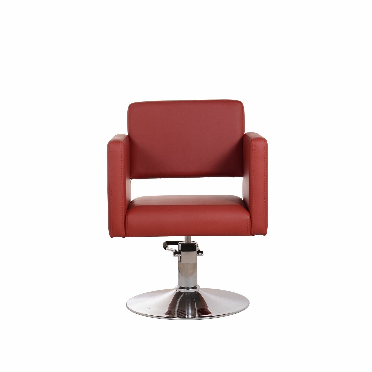 Парикмахерское кресло "Кубик II", красный цвет, основание - диск