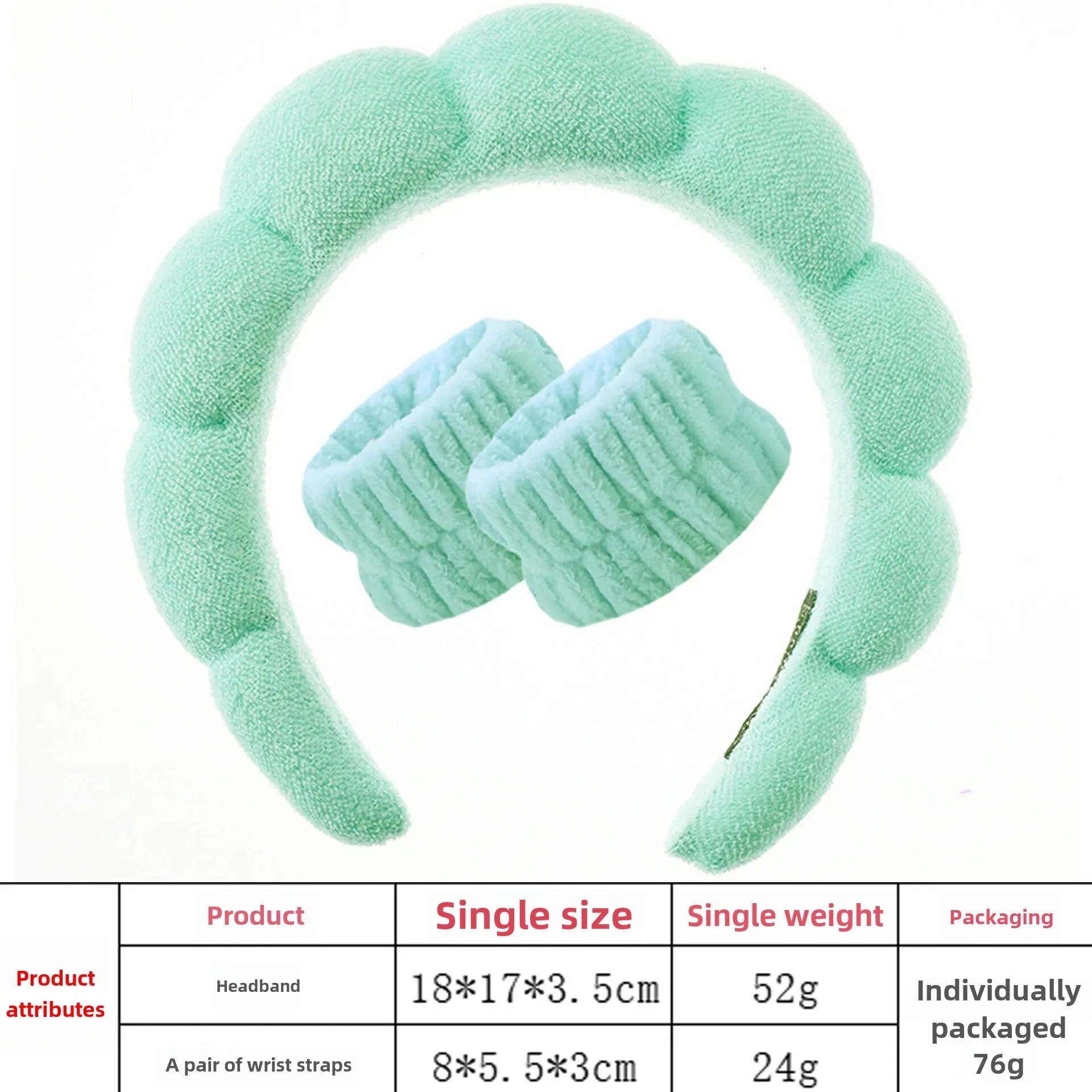 Повязка для умывания Amazon, фруктово-зеленая, женская, 3 шт