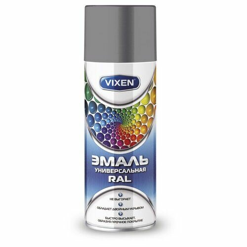 VIXEN Эмаль универсальная RAL, тёмно-серый (RAL 7046), аэрозоль VIXEN VX17046
