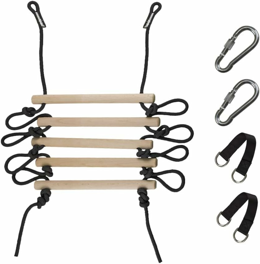 Topwon Wooden Climbing Swing Wooden Climbing Rope Ladder Rope Ladder Swing Ladder Swing Set