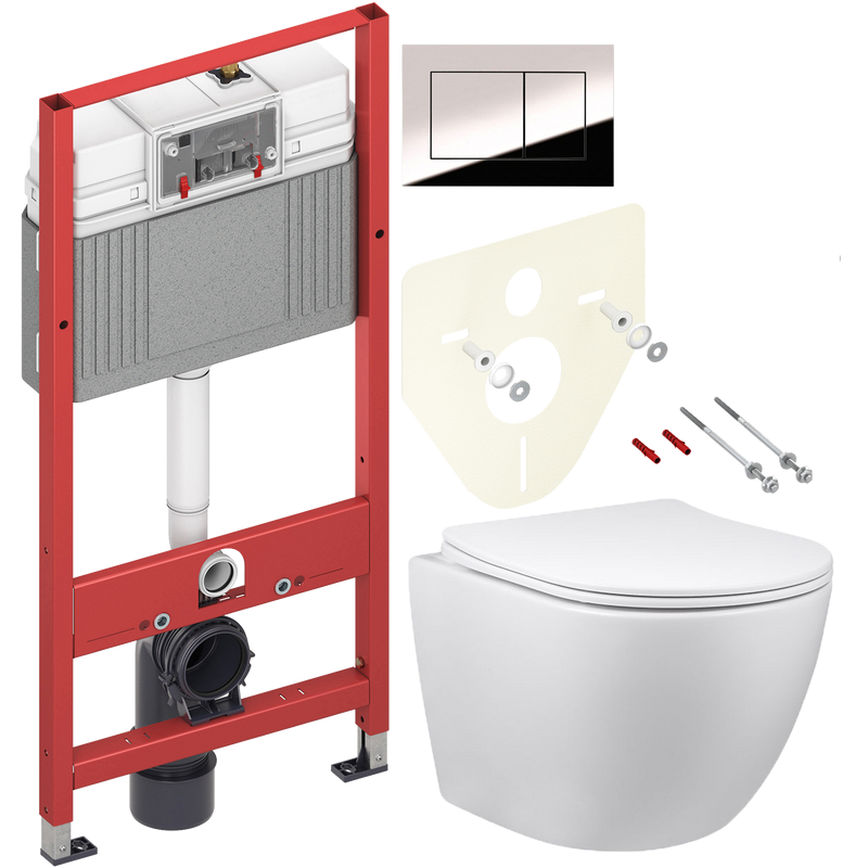 Комплект Унитаз подвесной Vincea Globo + Инсталляция TECE Now 9400412 4 в 1 с кнопкой смыва