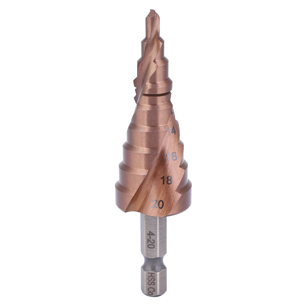 Ступенчатое сверло Многофункциональное кобальтовое покрытие Инструмент для открытия отверстий из быстрорежущей стали с шестигранным хвостовиком4-20