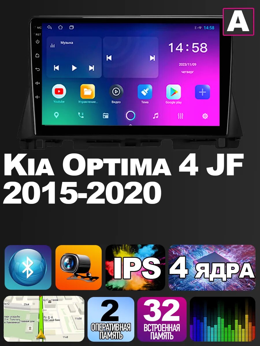 Магнитола Kia Optima 4 JF 【1 Din】2015-2020 2/32Gb, Bluetooth, FM/AM, GPS