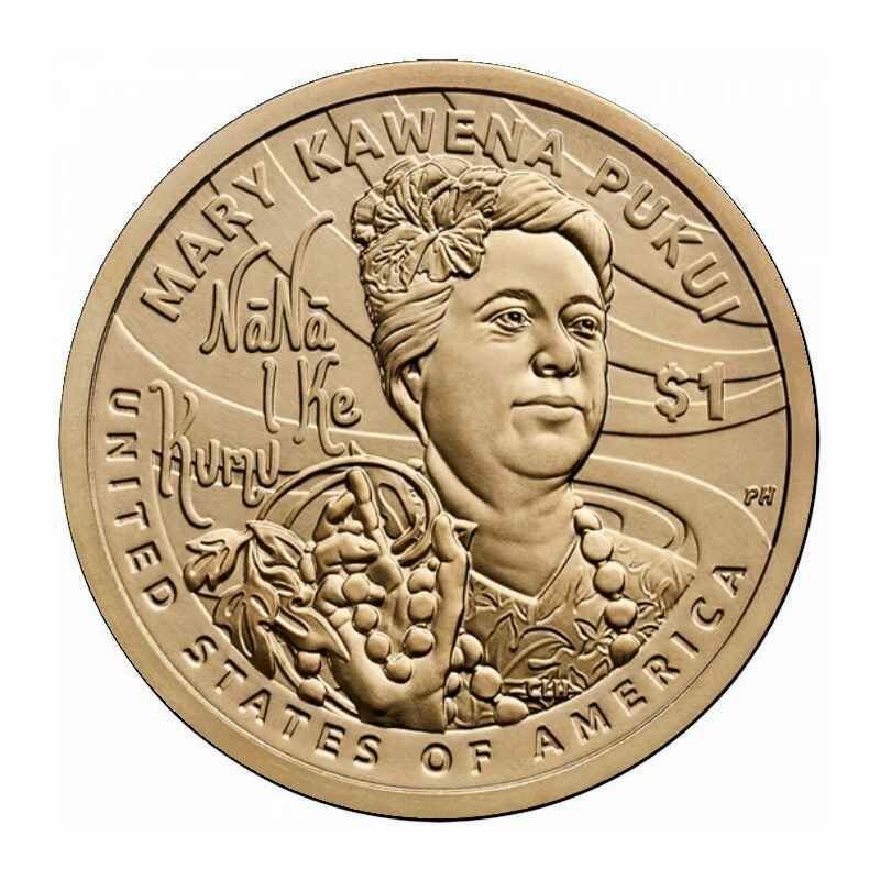 1 доллар США 2025 года. Сакагавея. Мэри Кавена Пукуи. Двор P