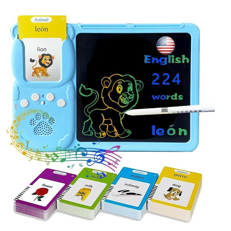 Планшет детский, Планшет для рисования детский, 112 карточек, 12 тем, 224 аудиокарточки, Голубой