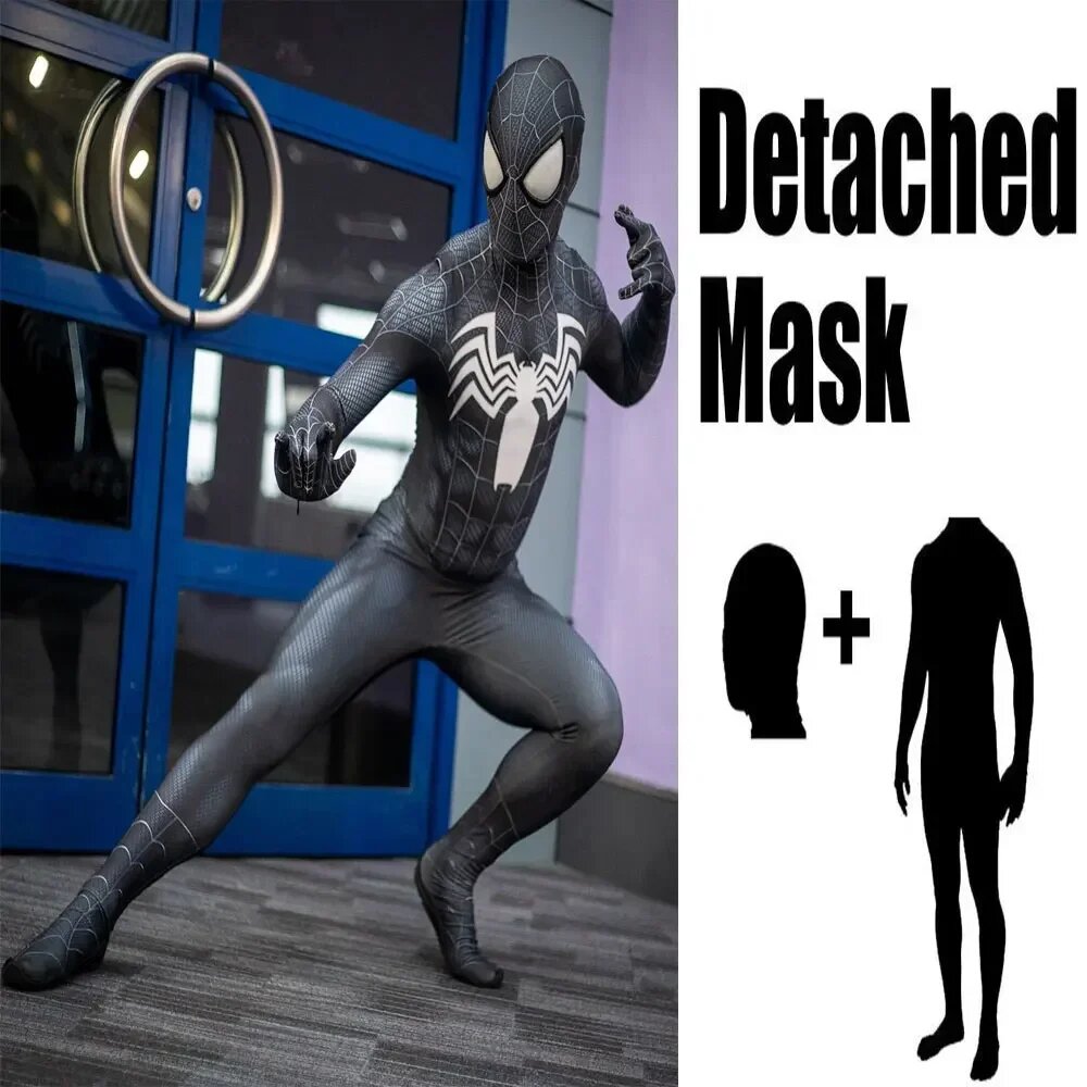 Косплей костюм Venom Человек-Паук Майлз Моралес для взрослых XXXL, B Hood Detachable, Size for Men