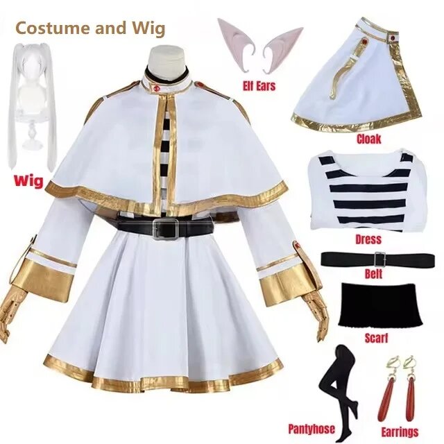 Косплей костюм Фрирен Sousou No Frieren для женщин S, Costume and Wig