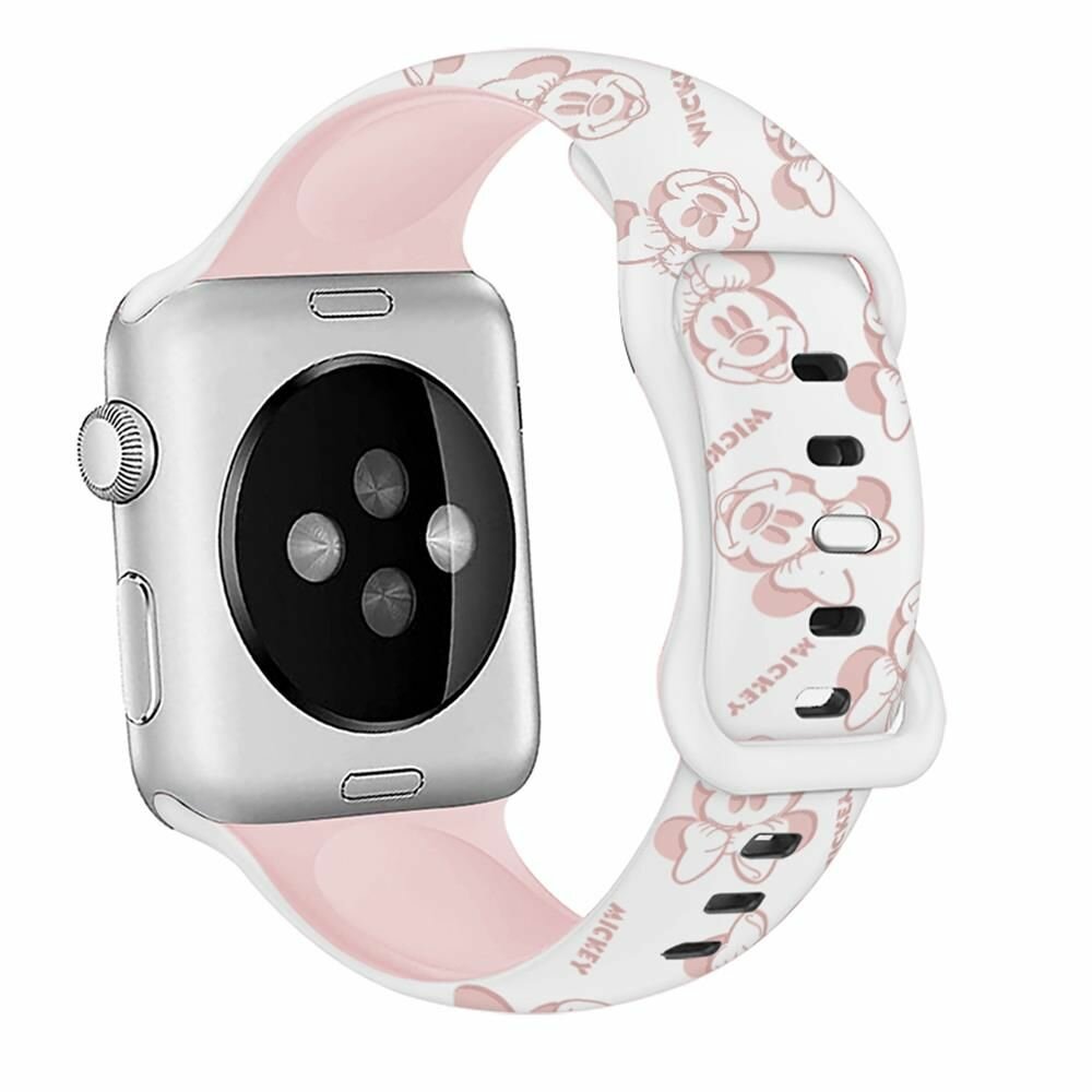 Замок Микки Шаблон Бабочка Пряжка Силиконовый Ремешок, Размер IWatch 42мм 45мм 44мм 49мм Подходит Для Apple Watch Серии 1-9 SE ULTRA