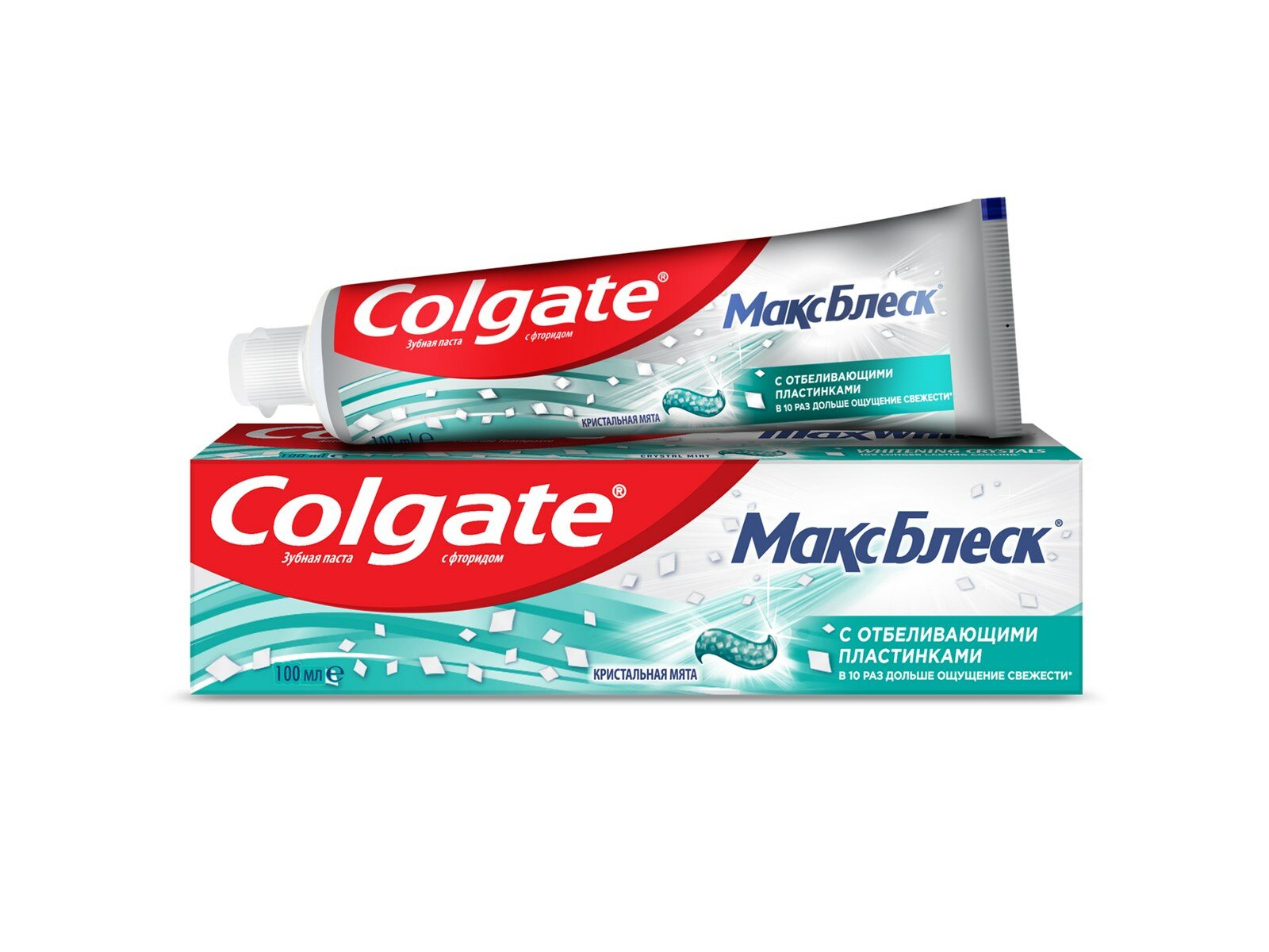 Зубная паста Colgate Макс Блеск Кристальная мята с отбеливающими пластинками, 100мл