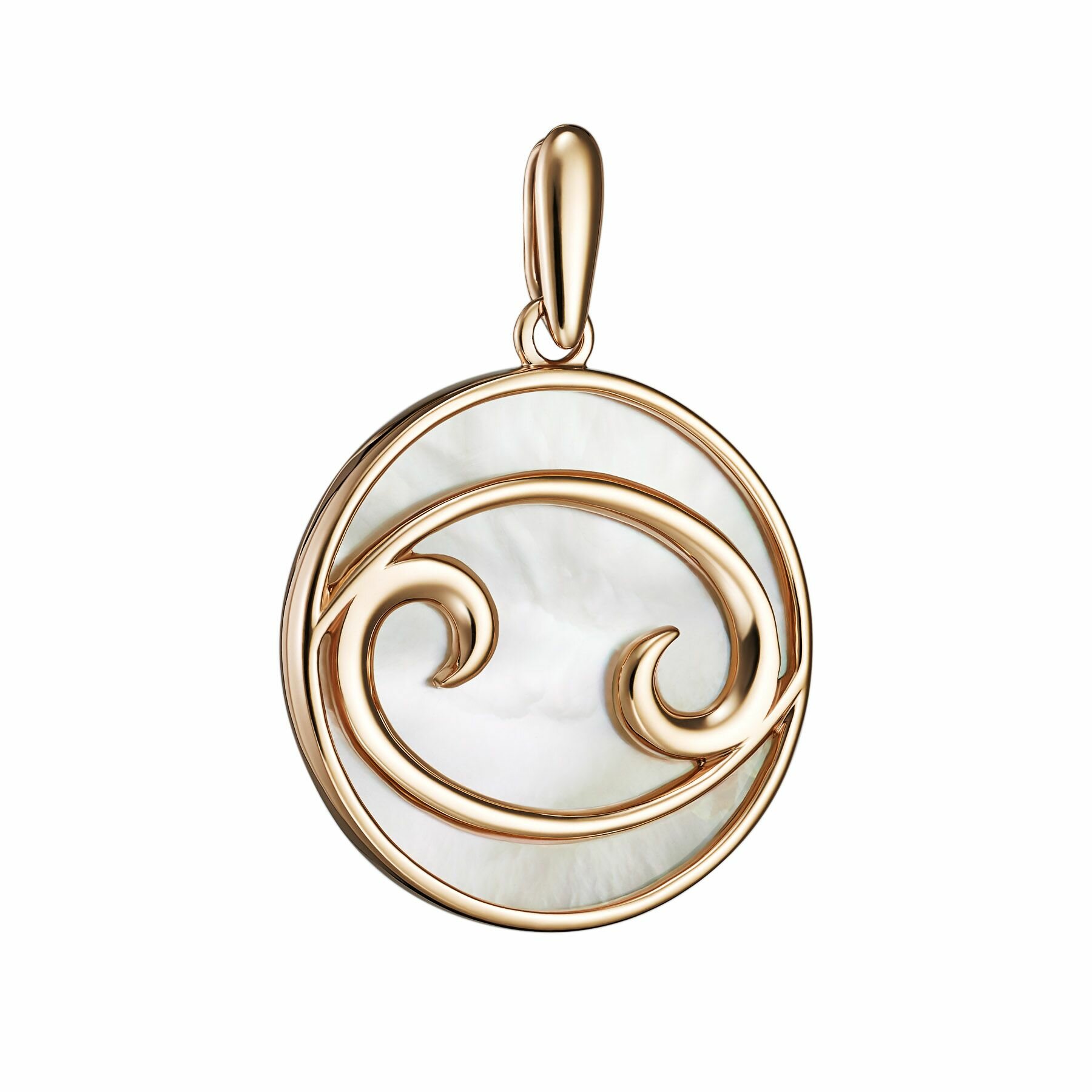 Подвеска, красное золото, 585 проба, перламутр