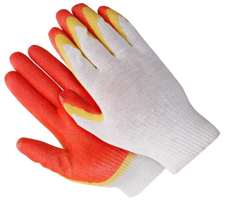 Перчатки х/б 13 класс вязки, двойной латексный облив, индивидуальная упаковка