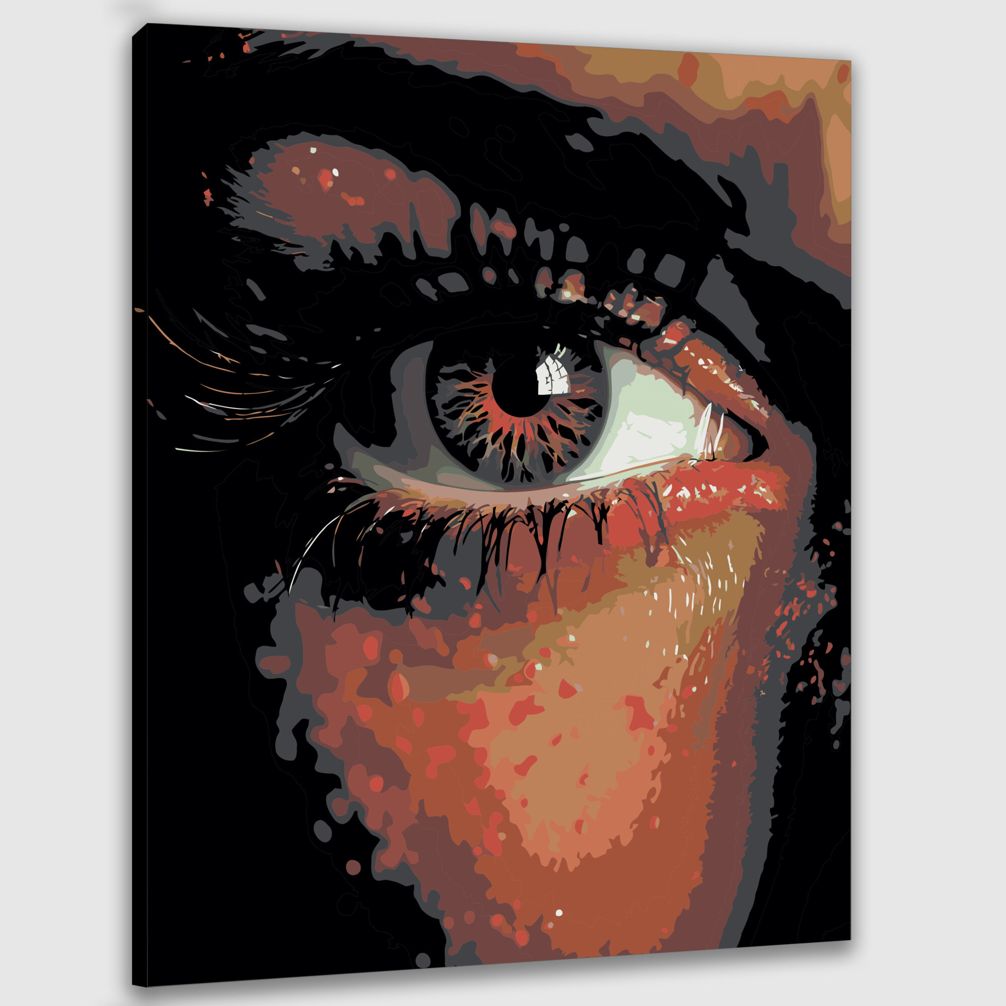 Картина по номерам 40x50 см, страстная девушка, огненные глаза, пристальный взгляд, интрига, радужная оболочка