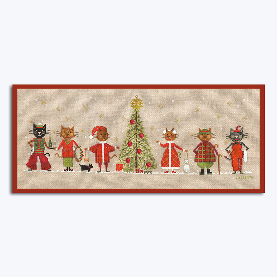 Набор для вышивания Frieze Christmas Cats (Рождественские коты), 33 х 11 см