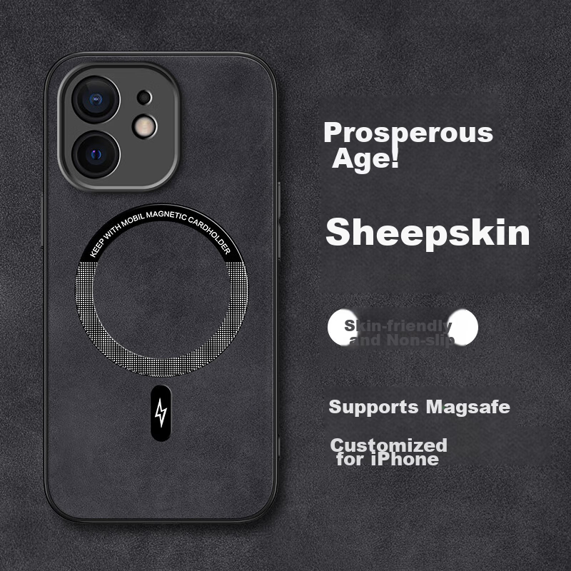 Xingwu Compatible with IPhone 12 Case, IPhone 12 Protective Cover, Skin-Like Magnetic New Lambskin Frosted Lens Full Protection Silicone Simple Design for Men And Women - Black