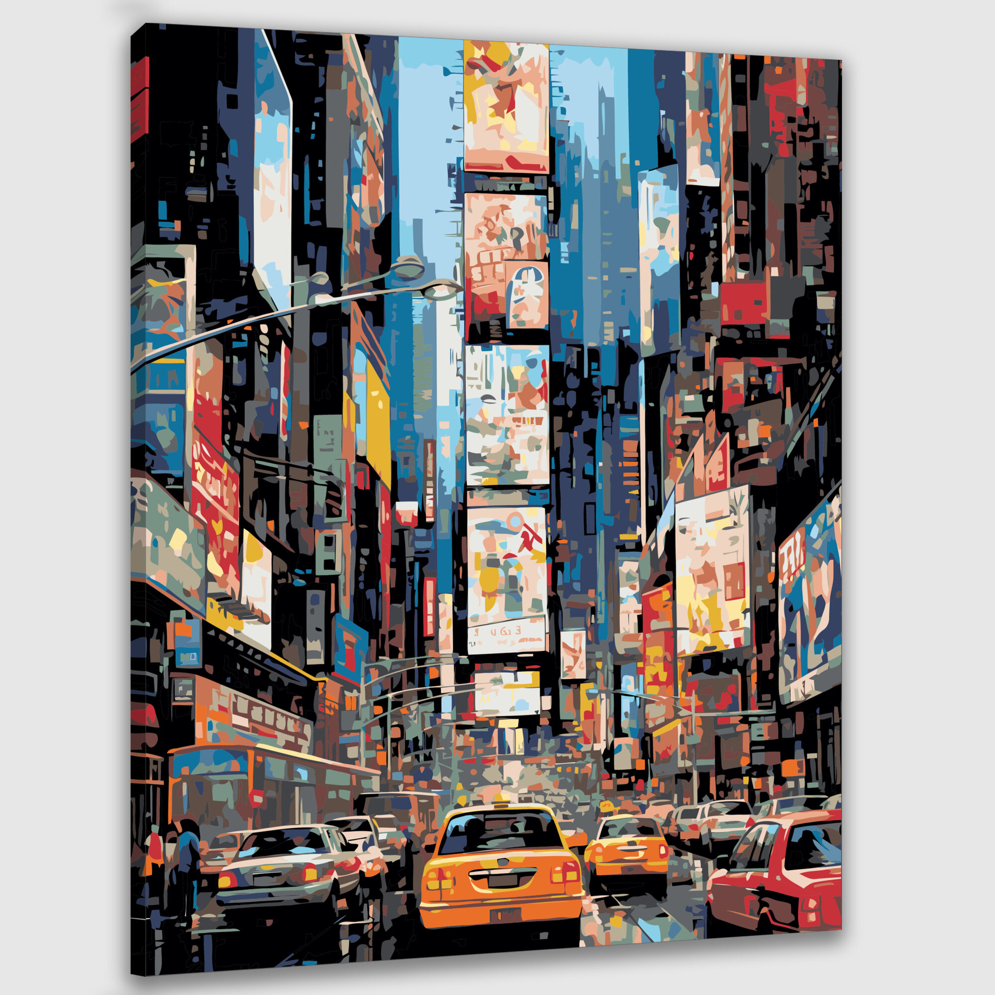 Картина по номерам 40x50 см, городская мозаика, высокие небоскребы, красочные стены, граффити, оживленные улицы