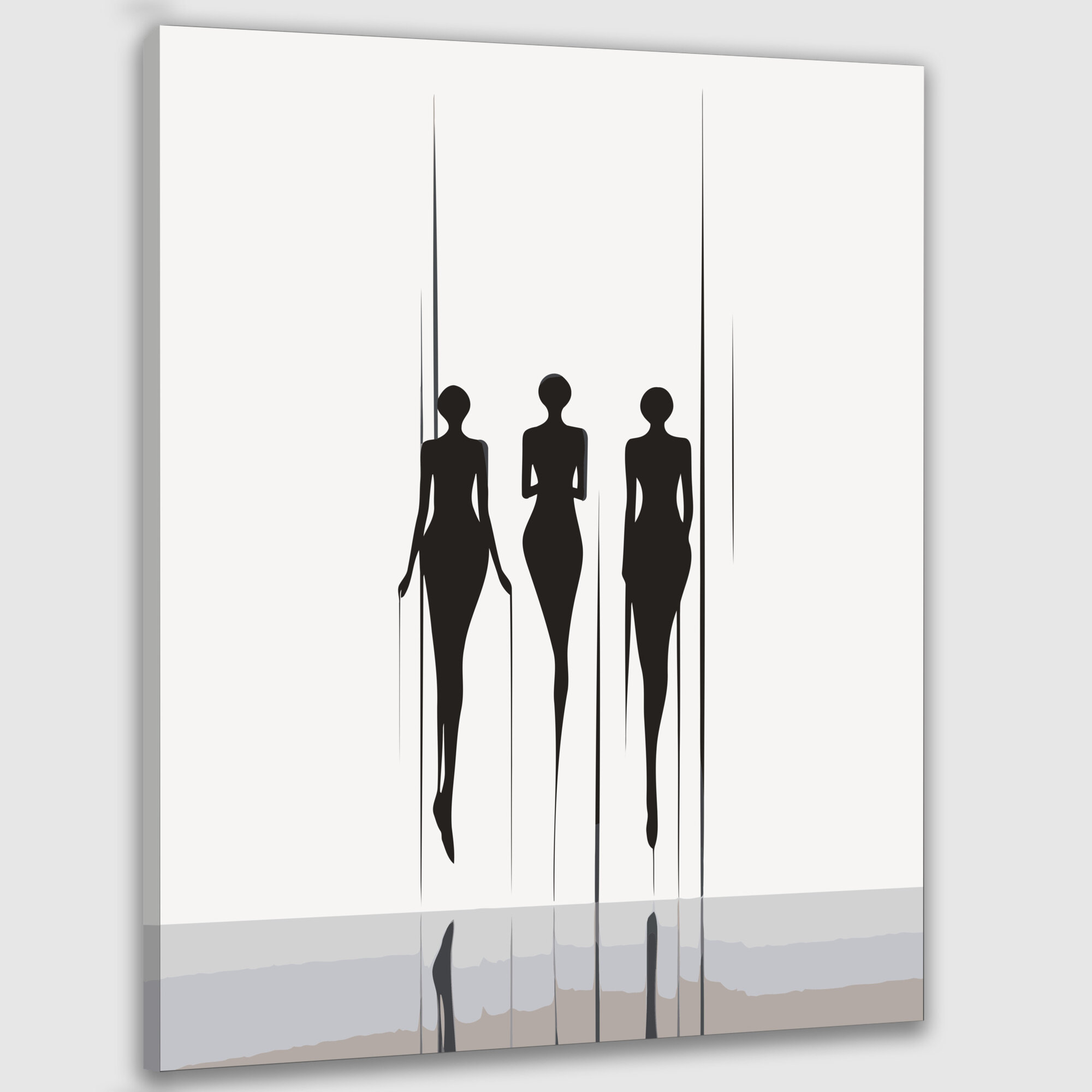 Картина по номерам 40x50 см, минимализм, цифровое искусство, монохроматические силуэты, гладкие формы, чистый фон