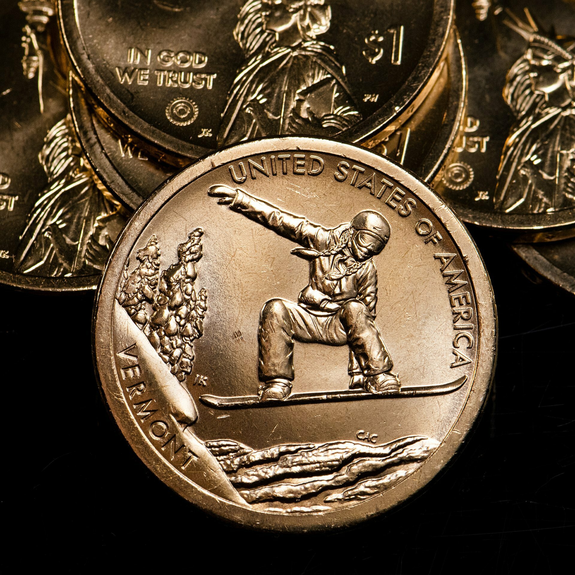 США 1 доллар 2022 D Американские инновацииСноуборд Вермонт, в сохранности UNC