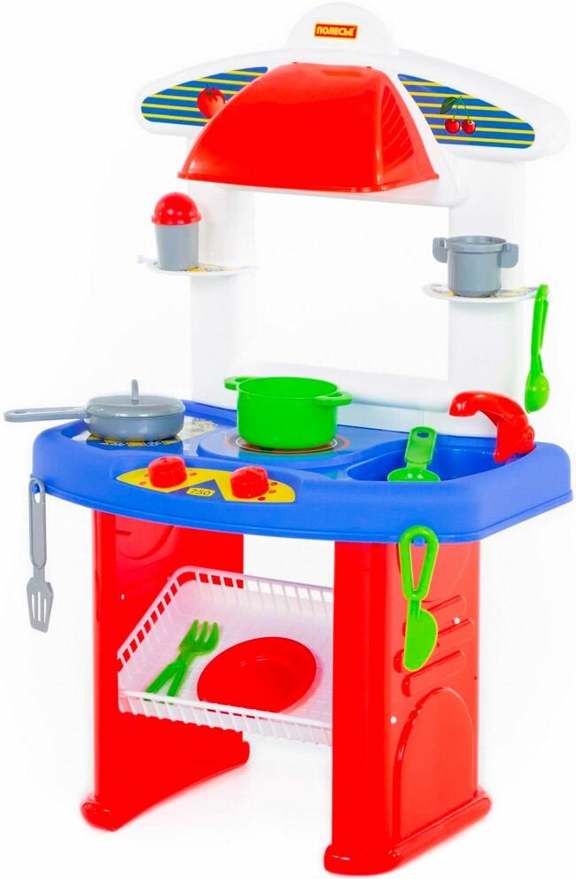 Игровой кухонный модуль "Яна", сюжетно-ролевая игра юный повар, кухня для девочек с игрушечной посудой