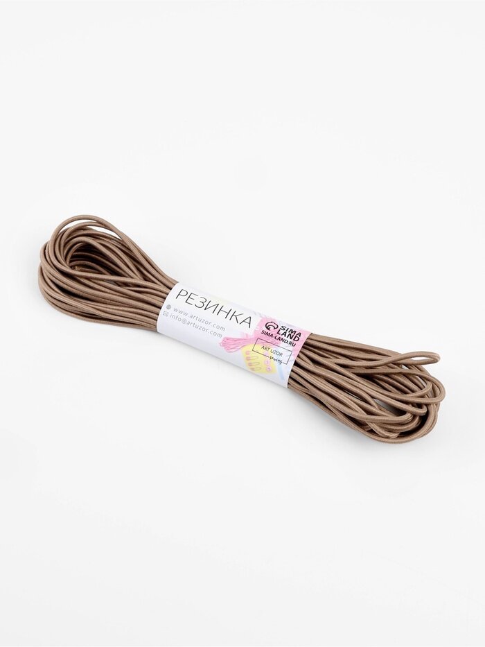 Резинка шляпная, 2 мм, 9±0.5 м, 2 отрезка, бежевая