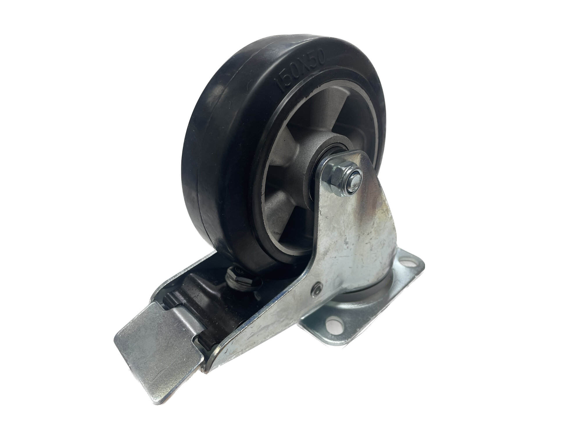 Колесо поворотное SCdLb-63 HEAVY (г/п 250кг, Ф 150мм), крепление платформа с тормозом, шариковый под