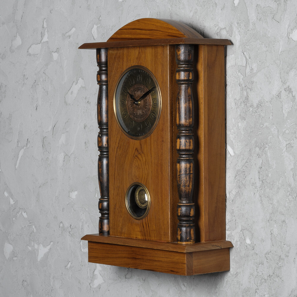 Часы настенные деревянные с маятником большие интерьерные Decor of today (35х14х56) габариты, Лофт — фото 1