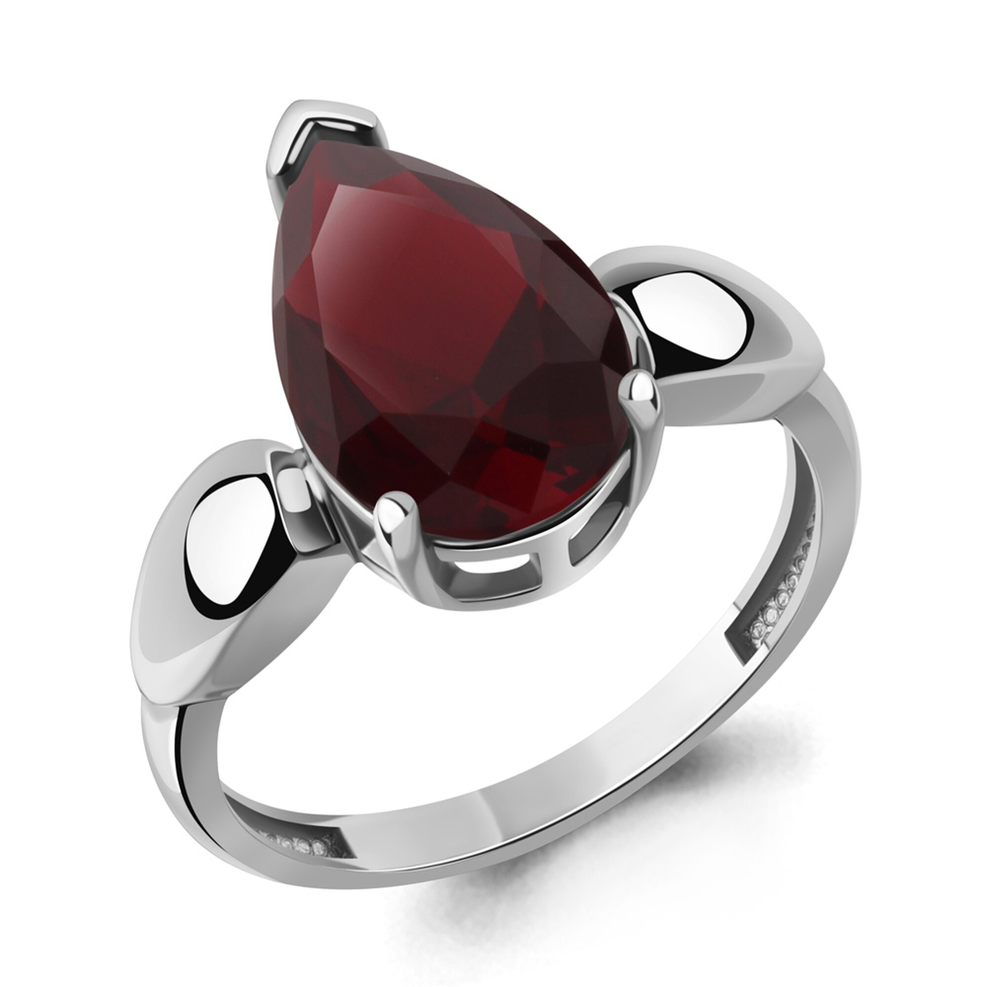 Кольцо, серебро, 925 проба, родирование, гранат