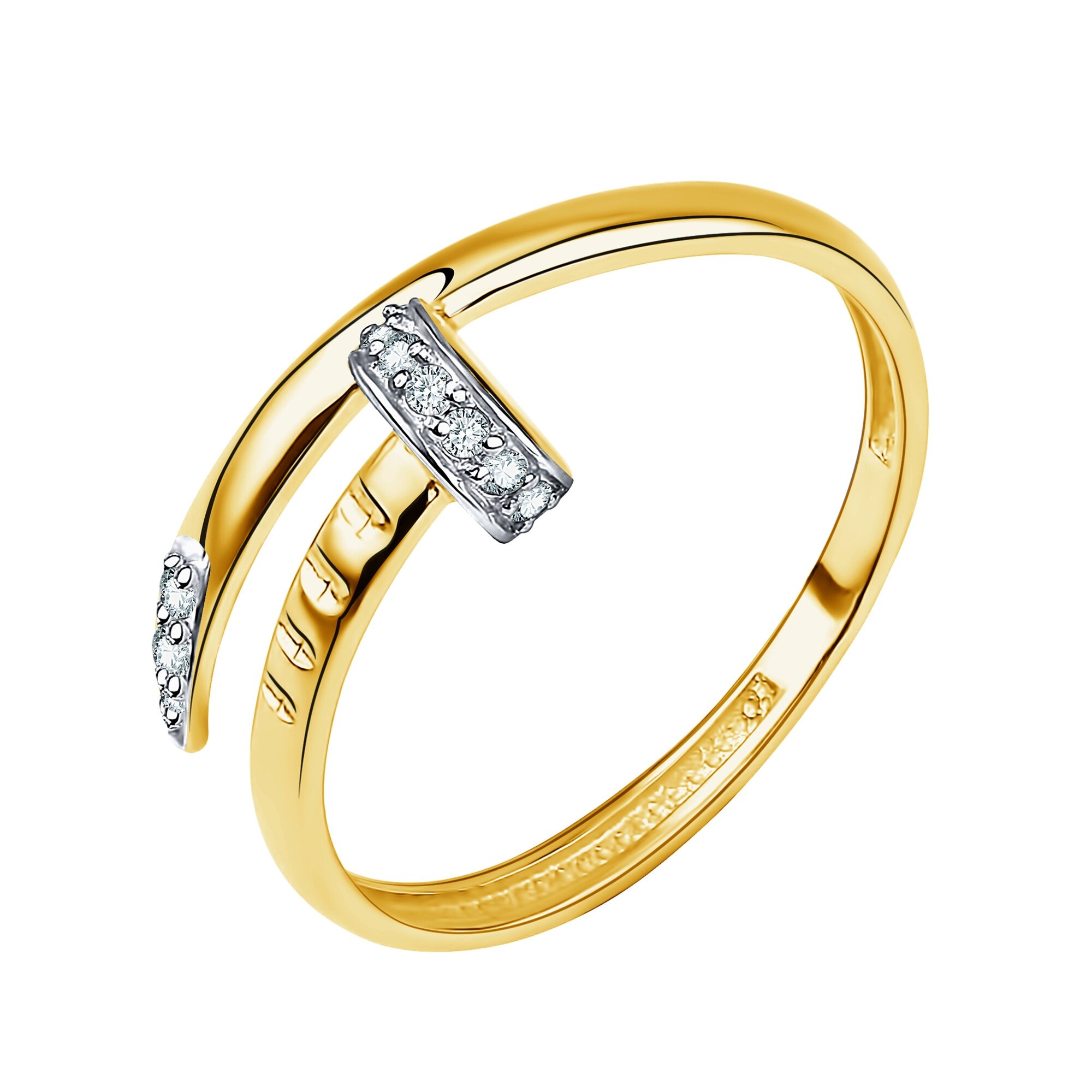 Кольцо, желтое золото, 585 проба, фианит