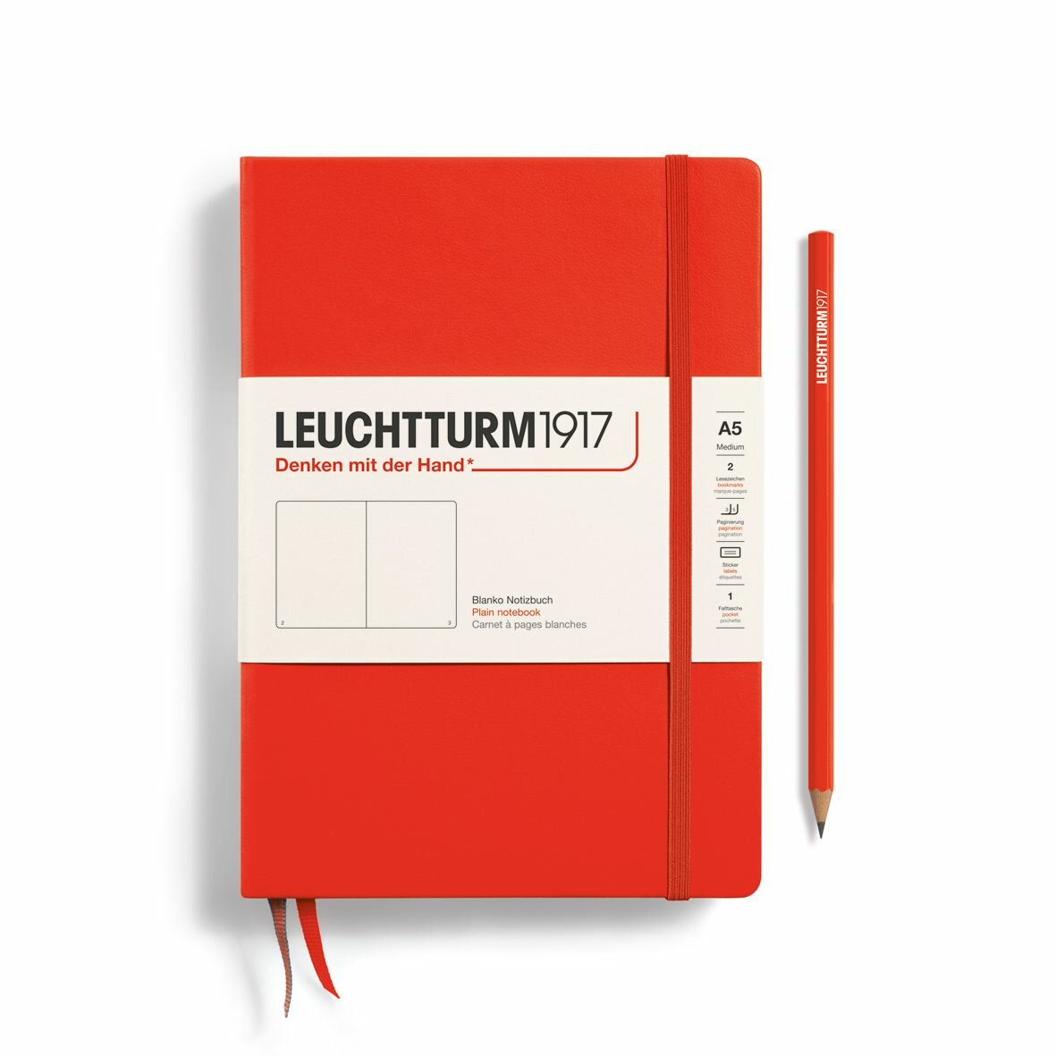 Блокнот Leuchtturm1917 Classic A5 (14.5x21см.) 80г/м2 - 251 стр. без линовки твердая обложка Лобстер