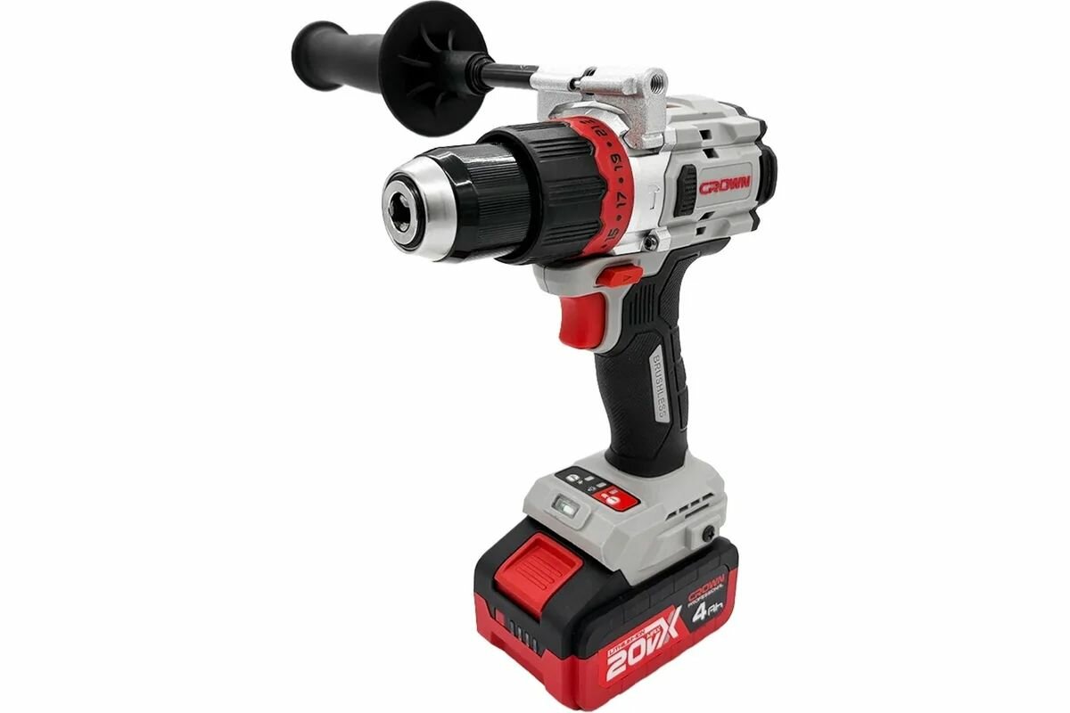 Шуруповерт аккумуляторный 20В 2*4.0Ач Li-Ion 1700об/мин 100Нм ЗУ коробка CROWN
