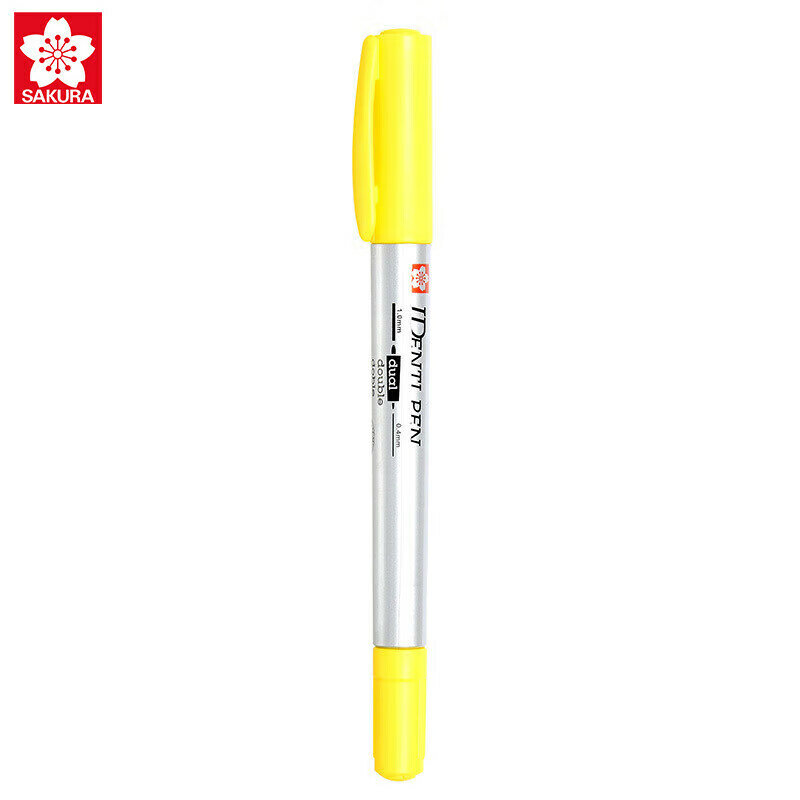 SAKURA Dual-tip Marker Pen, Signature Pen, Marker Pen, Oil-Based Outline Pen, CD Pen, импортируемый из Японии, желтый