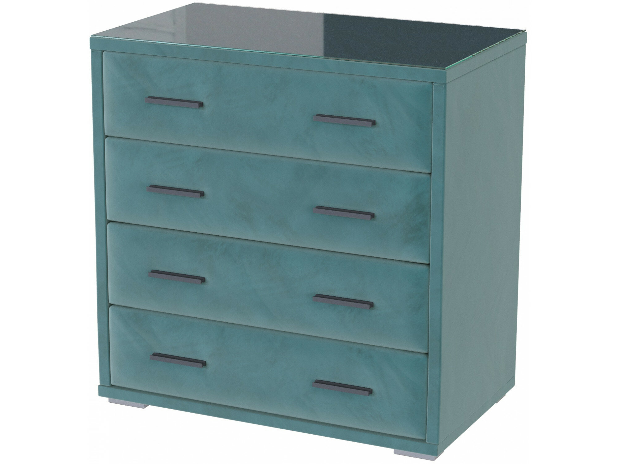 Интерьерный комод с мягкой обивкой, 80х46х82,5 , велюр бирюза