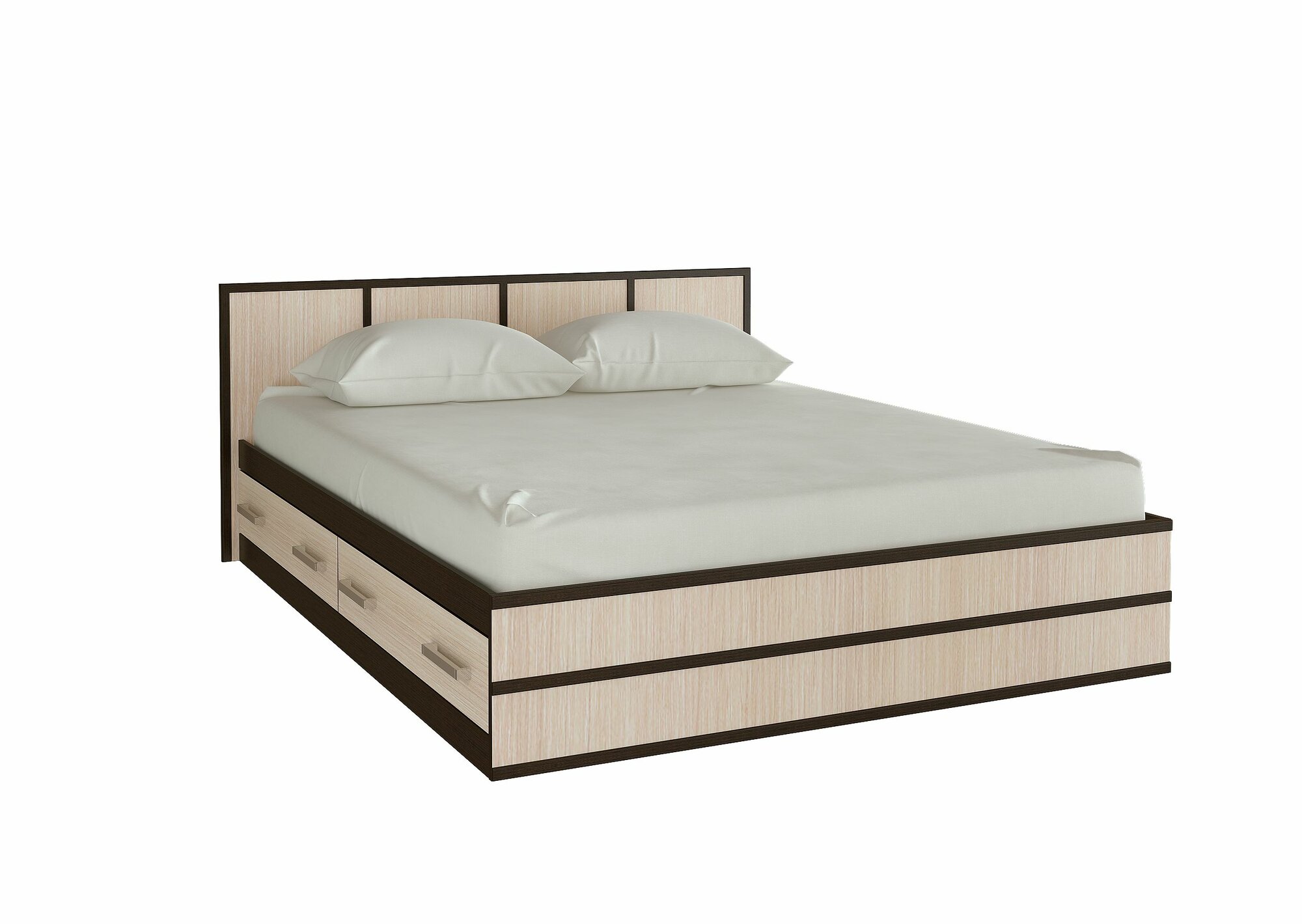 Сакура Кровать 1,6м (Дуб беленый, венге) (Миф)