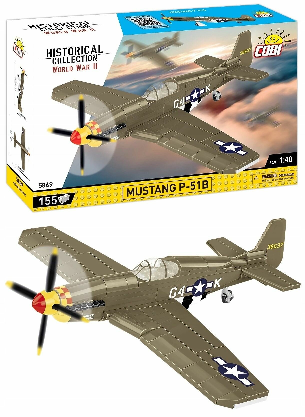 Конструктор пластиковый Cobi - Британский истребитель Mustang P-51B - Коби 5869
