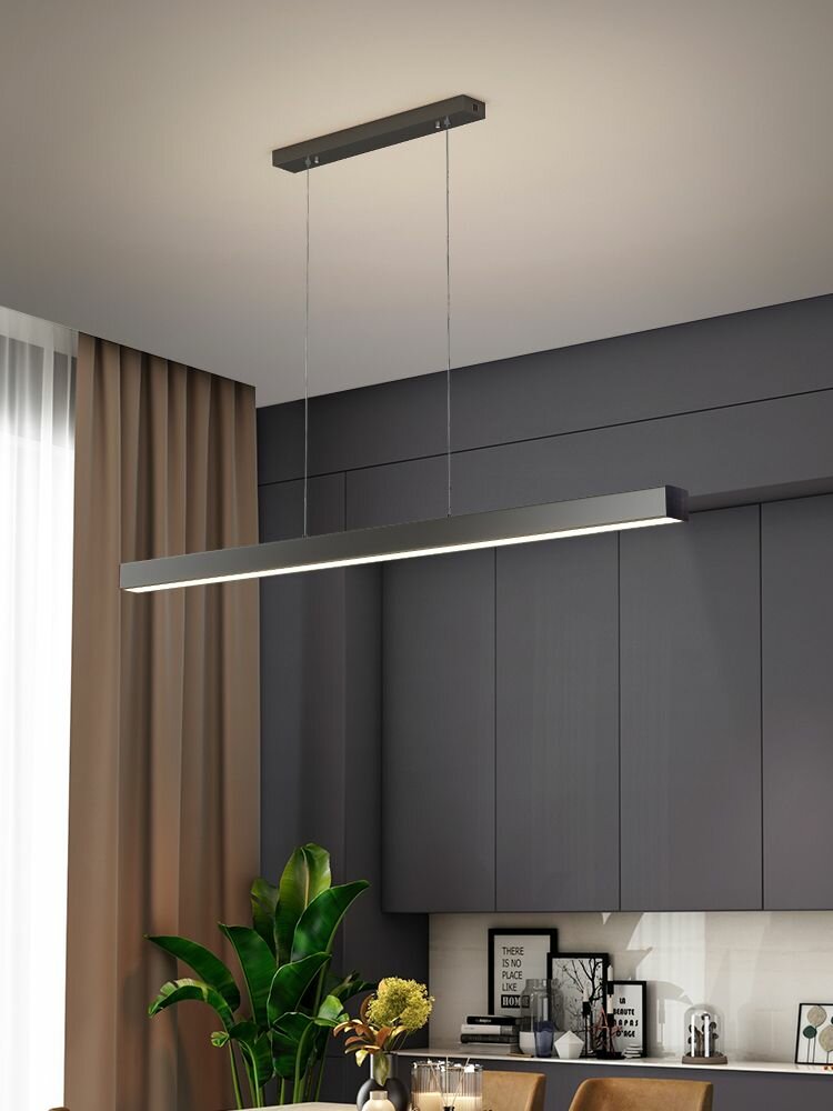 Простая подвесная люстра 120cm черный длиной 1200 мм с подвесными светильниками