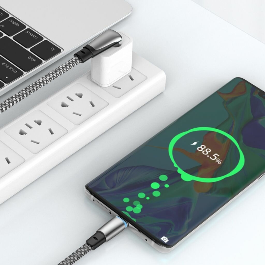 Плоский кабель для быстрой зарядки и передачи данных TypeC car PD60W с разъемом "от мужчины к мужчине"-1,2 м-черный