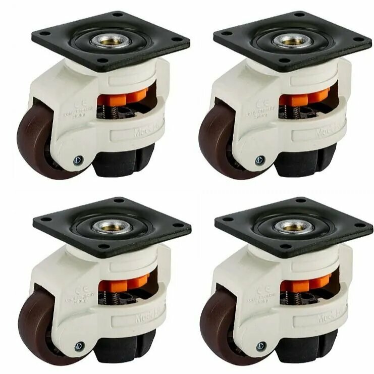 Мебельное колесо，Выравнивающие ролики GD-60F, углеродистая сталь, 4 шт, 1000 кг грузоподъемность, с стопором