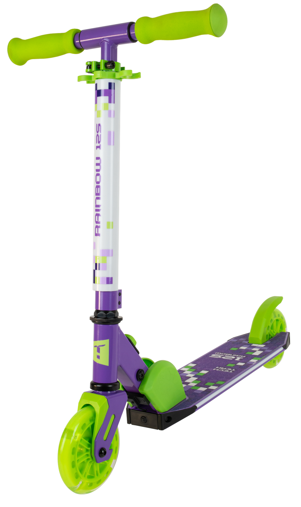 Самокат Tech Team "Rainbow 125", детский от 100см. - 2025 Purple/Green