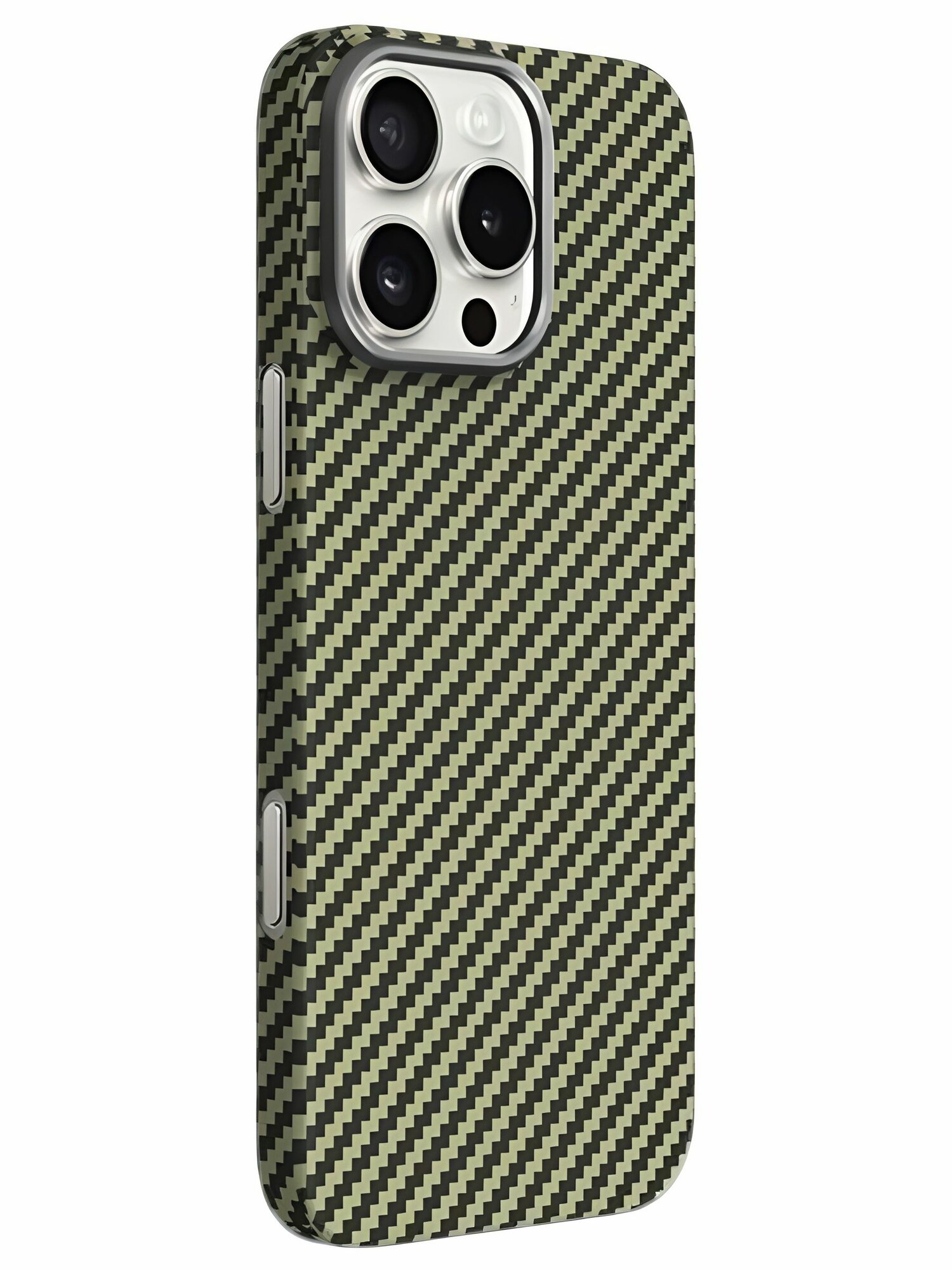 Чехол на iPhone 16 Pro, кевлар (арамид) сверхпрочный, темно-зеленый