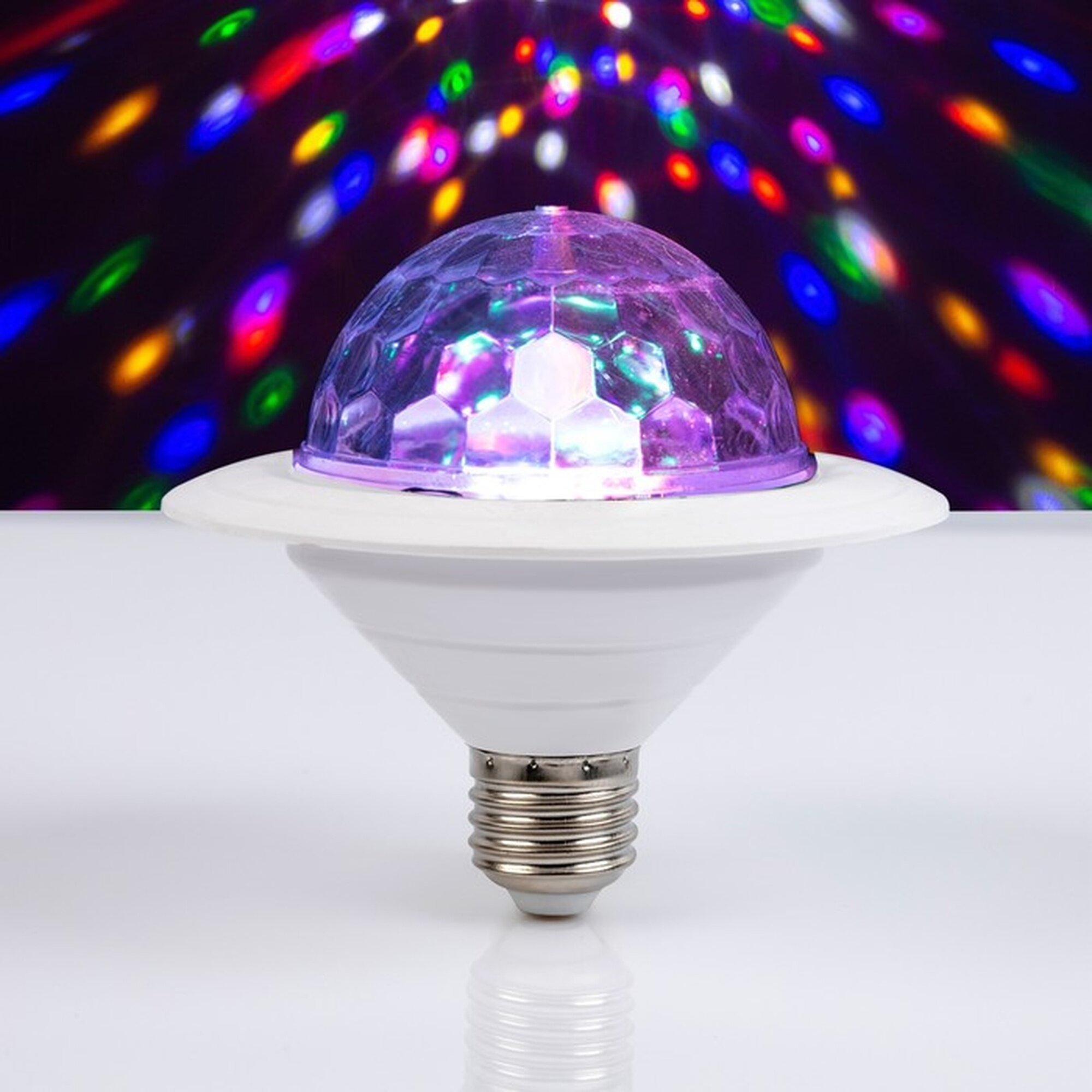 Лампа Luazon Lighting "Диско-шар", 12 см, вращающаяся, RGB, E27