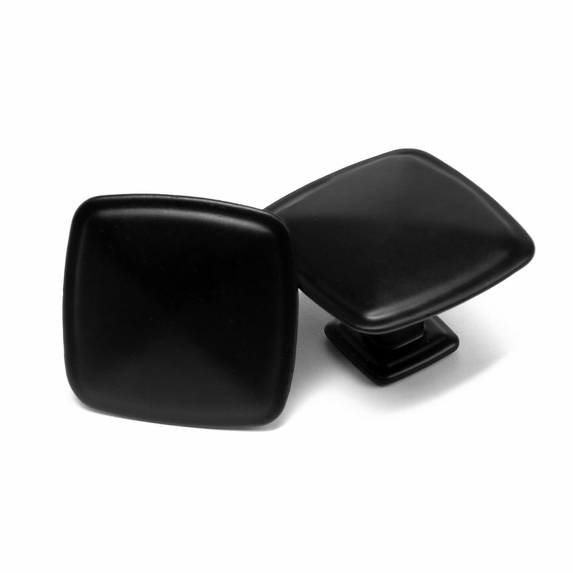 Ручка-кнопка Тундра РК112, металл, черная, квадратная, крепление винтовое, в комплекте