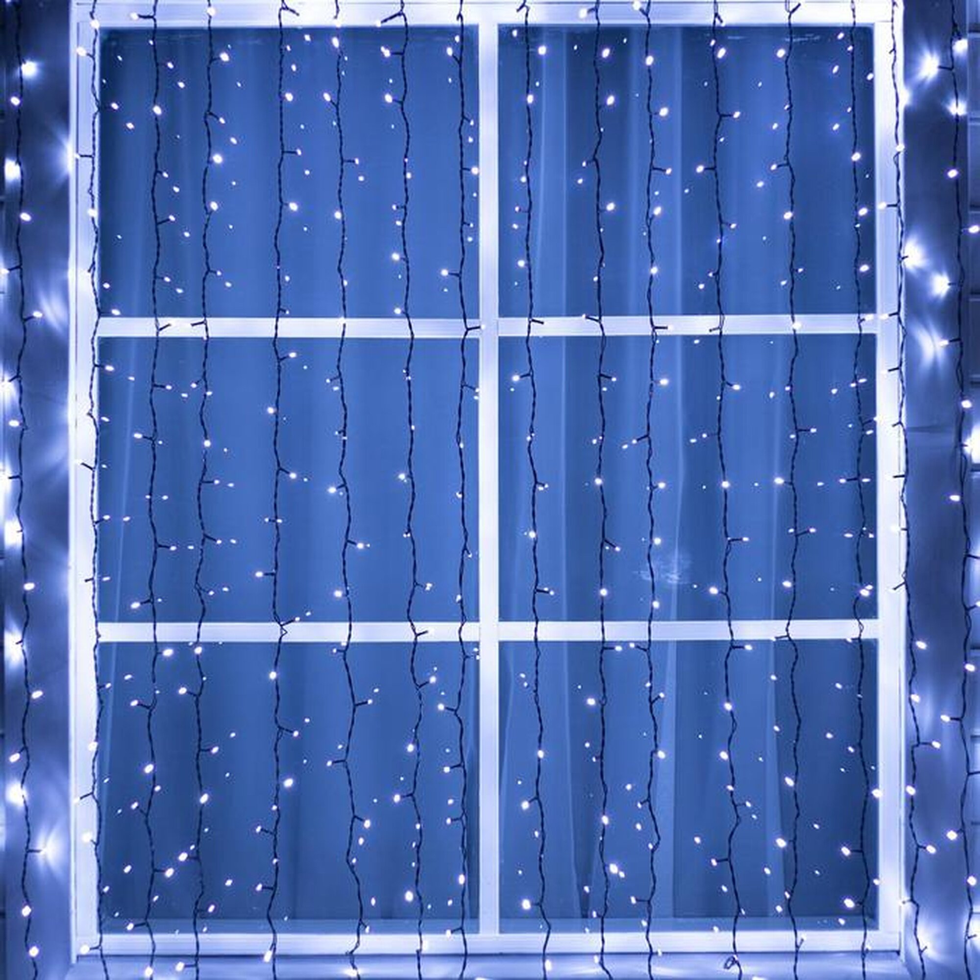 Гирлянда «Занавес» 2 × 3 м, IP44, УМС, тёмная нить, 760 LED, свечение белое, 220 В
